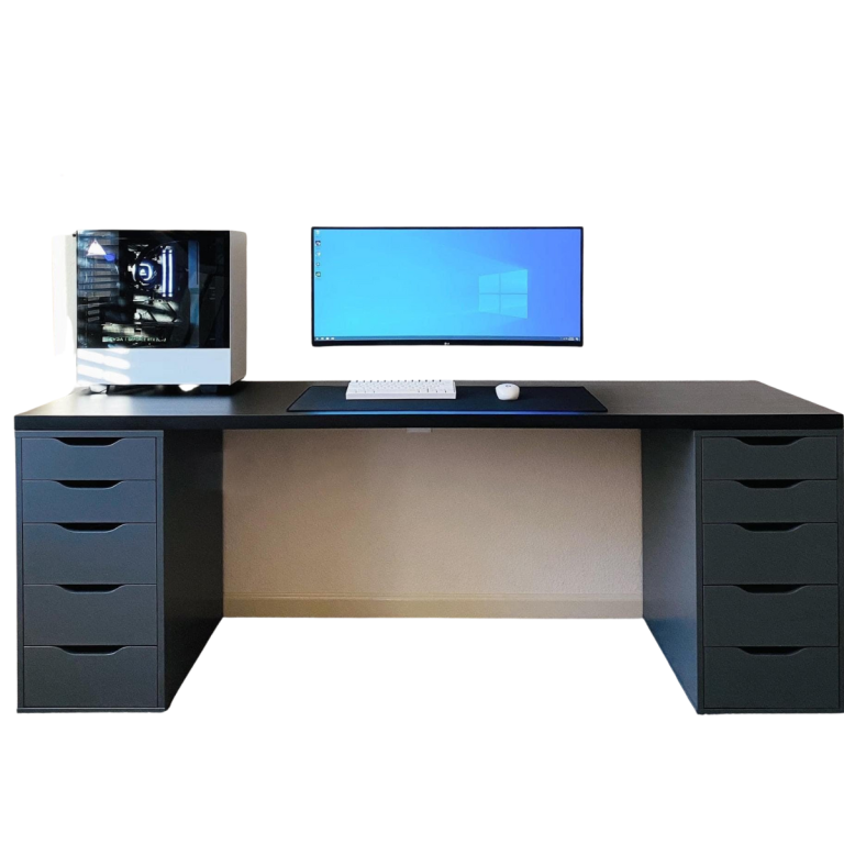 Bàn Gamming IKEA 2 hộc tủ đen– Mặt bàn MDF – Màu trắng, đen, vân gỗ ...